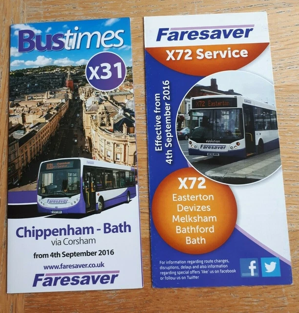 FARESAVER BUSES: 2 x timetable leaflets routes X67 and X72 Sept 2018 ...