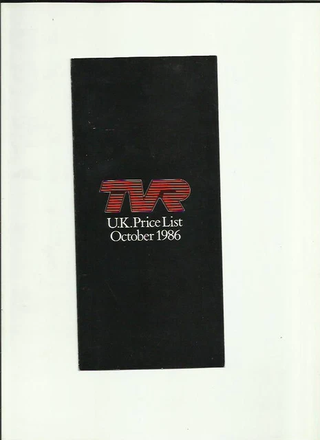 TVR RANGE PRICE List Sales Brochure October 1986 £5.99 - PicClick UK