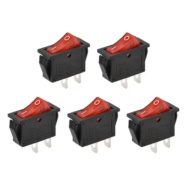 BOAT ROCKER SWITCH Red Toggle Switch 2pins ON/OFF AC 250V/16A 5pcs $10. ...