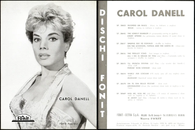 CARTOLINA VINTAGE MUSICA Jazz Cantanti - Carol Danell - Dischi Fonit ...