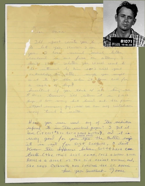 JAMES EARL RAY / ALS To His Wife Anna Sandhu Ray Signed 1982 £447.34 ...