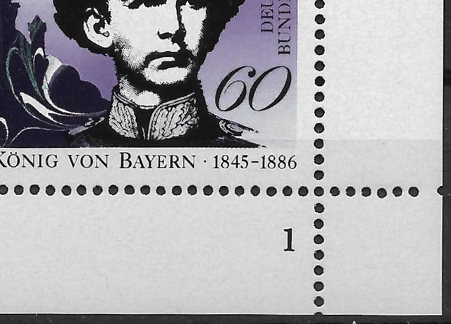BUND 1986 ** 2x Mi 1281 Ludwig vom Eckrand Ecke Formnummer 1+2 Fn1+2 ...