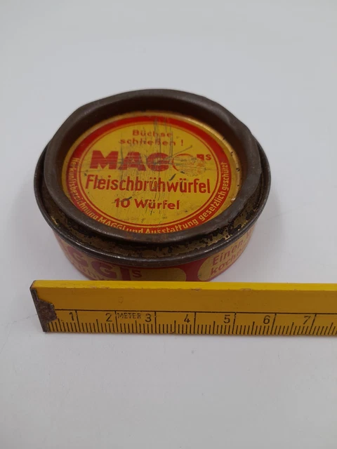 WERBEARTIKEL MAGGI BLECHDOSE Deckel Fleischbrühwürfel Dose Retro ...