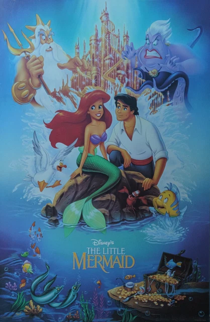 VINTAGE ORIGINAL DISNEY The Little Mermaid laminated poster 33.75"x 22. ...