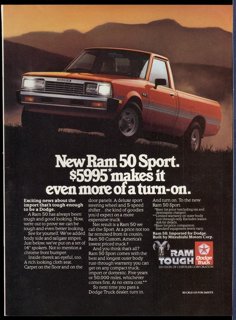 1985 DODGE RAM 50 pickup advertisement, Dodge Ram 50 Sport pickup truck ...