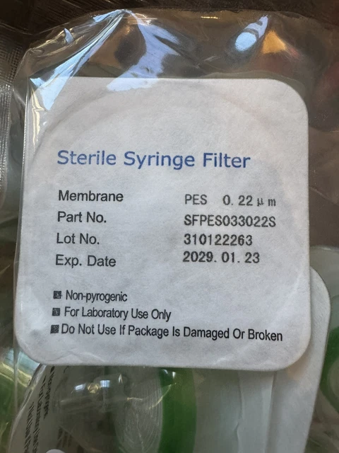40 PACK SYRINGE Filter Sterile PES Hydrophilic Filtration 0.22um Pore ...