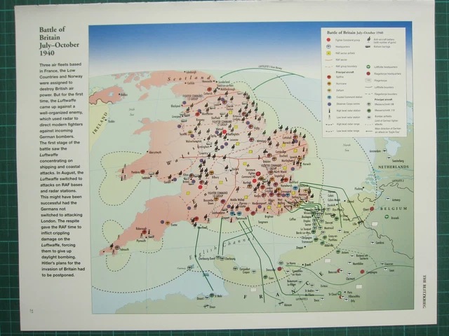 WW2 WWII MAP The Battle Of Britain July - October 1940 £28.00 - PicClick UK