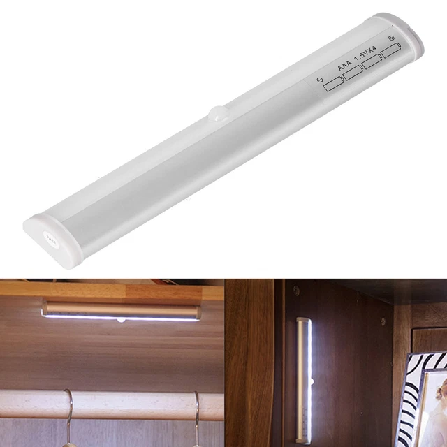 WHITE LIGHT CABINET Light Human Body Induction 10LEDs Battery Powered ...