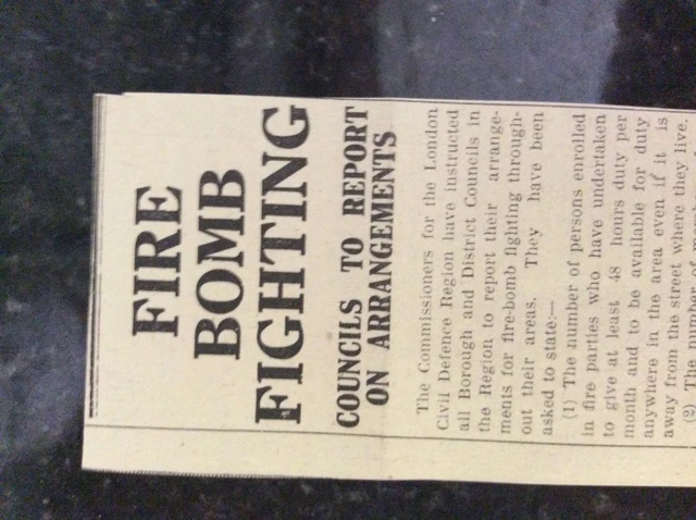 M3-8A EPHEMERA 1941 dagenham article ww2 fire bomb fighting council ...