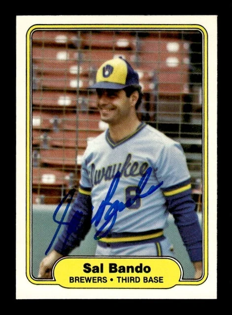 AUTO SIGNÉE SAL Bando 1982 Fleer #134 Sur Carte - Brasseurs Milwaukee ...