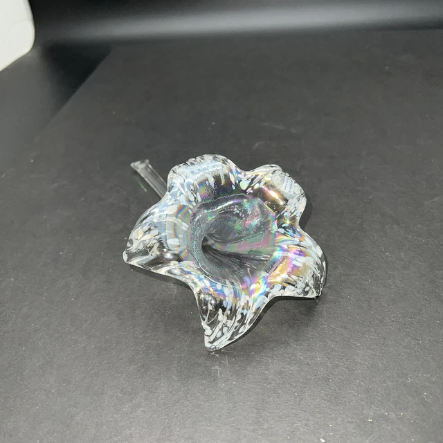 VTG SILVESTRI BLOWN Glass Lily Stems Iridescent Lustre Snow Drop Flower ...