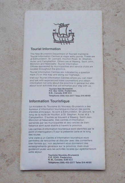 ANCIEN LIVRET CARTE Routière Touristique NOUVEAU BRUNSWICK vintage ...