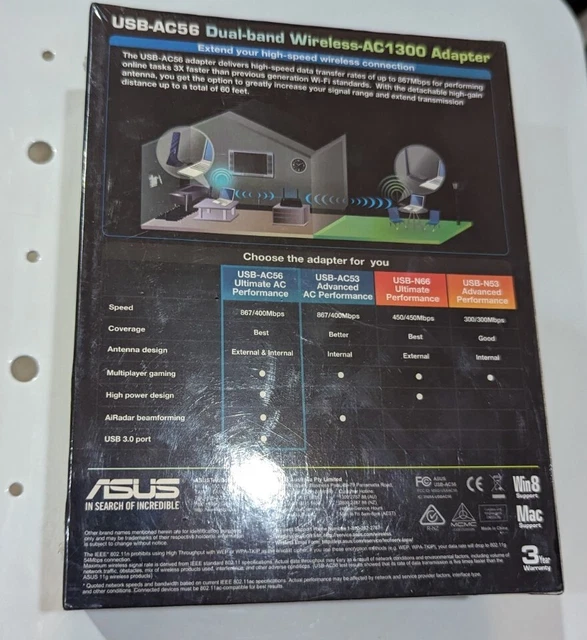 ASUS USB-AC56 DUAL Band AC1300 Wireless USB Adaptor USB 3.0 Broadcom ...
