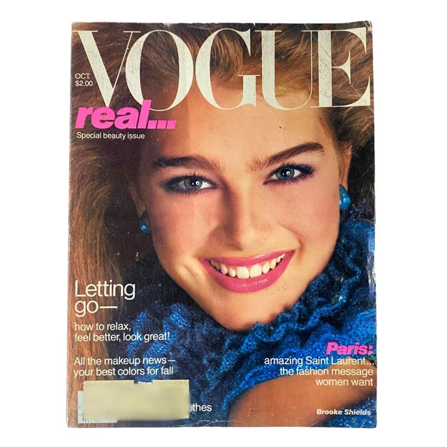 VTG VOGUE MAGAZINE October 1980 Brooke Shields by Richard Avedon $336. ...