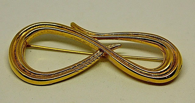 ELEGANT VINTAGE GOLD Metal Infinity Symbol/Ribbon Design Pin Brooch £39 ...