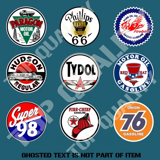 GASOLINE MOTOR OIL Mega Pack Decal Sticker Set X9 Americana Car Garage ...
