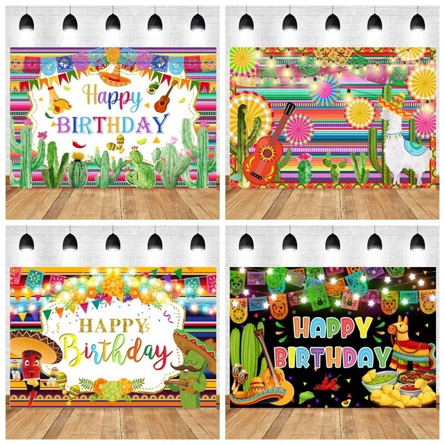 MEXICAN CARNIVAL FIESTA Happy Birthday Backdrop Party Background Photo ...