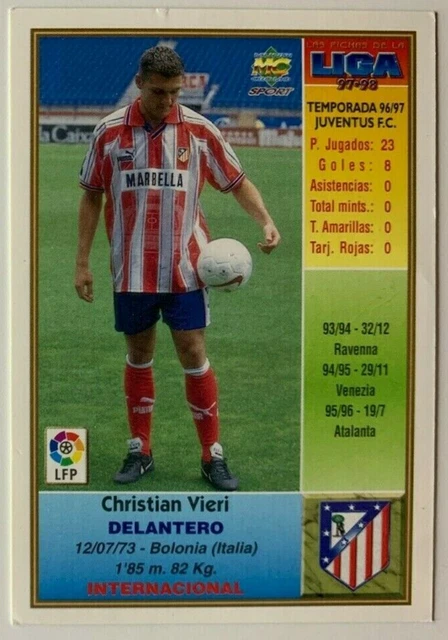 *ROOKIE* CHRISTIAN VIERI Atletico Madrid Mundicromo Las Fichas de la ...