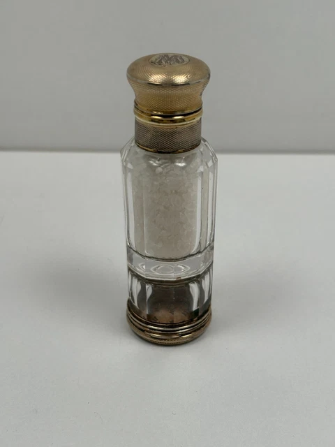 FLACON DE PARFUM à sels XIXe et sa Vinaigrette Cristal Argent Massif et ...