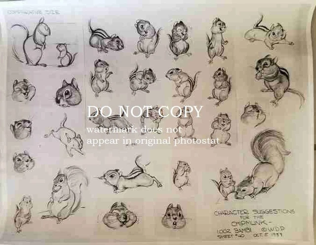 ORIGINAL DISNEY PHOTOSTAT Model Sheet - Bambi Thumper Final 1940 - Rare ...