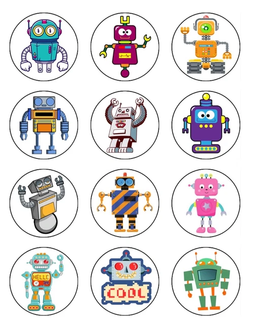 ROBOT CUPCAKE TOPPERS Edible Wafer Birthday Cake Decorations £6.74 ...