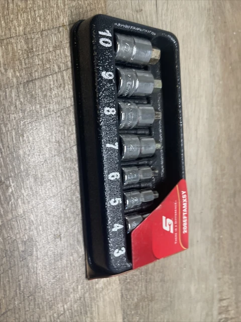 SNAP ON TOOLS 7pc Metric STUBBY Hex Bit Socket Driver Set 4-10MM with ...