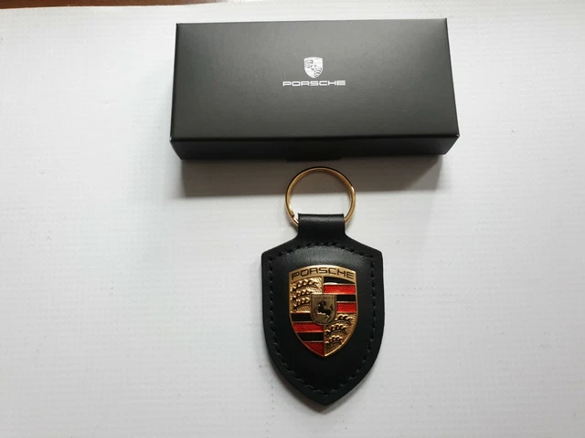 ORIGINALE PORSCHE PORTACHIAVI Pelle & Stemma WAP0500900E Nero Chiave ...