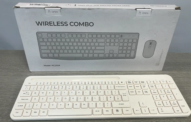 WIRELESS KEYBOARD PC230A Wireless Combo White/ Cream £12.99 - PicClick UK