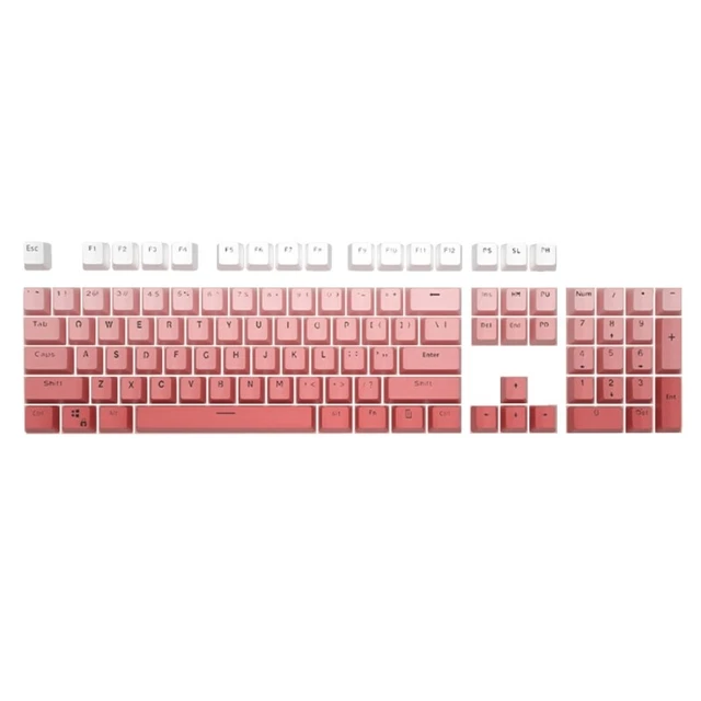 104 KEYS RGB-KEYCAPS PBT Double-Shot Translucent Keycap Gradient Pink ...