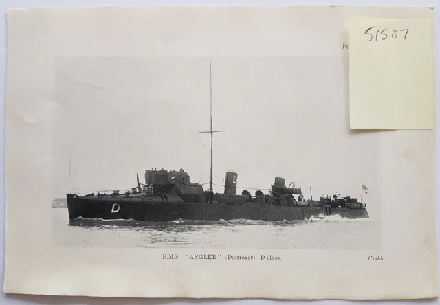 CRIBB WW1 1915 Print Destroyer HMS Angler HMS Adamanet Submarine Depot ...