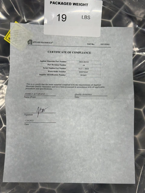 NEW GENUINE APPLIED Materials AMAT 0021-80332 Flux Optimizer Monolithic ...