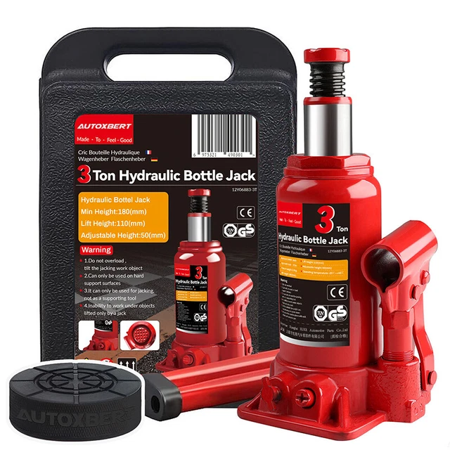 AUTOXBERT HYDRAULIC BOTTLE Jack 3 Ton Lift Automotive Car Repair w ...