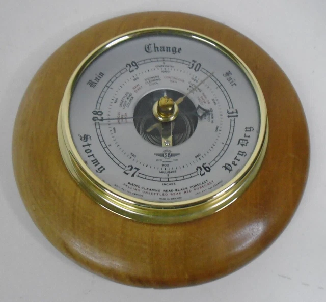 VINTAGE SHORTLAND SB Smiths British Made Barometer solid wood and metal ...