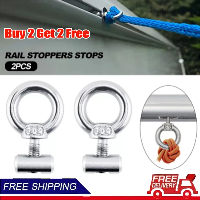 2X STAINLESS STEEL Awning Rail Stoppers 6mm Stops Motorhome Campervan ...