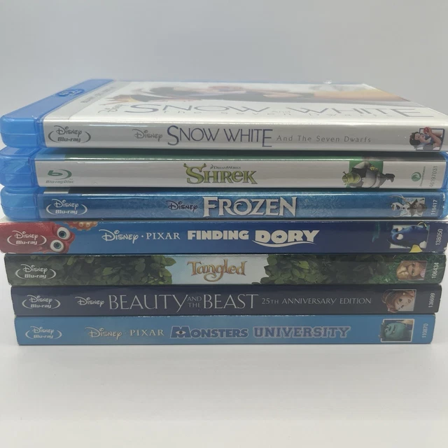 DISNEY BLU-RAY DVD Lot Snow White Monsters University Dory Shrek ...