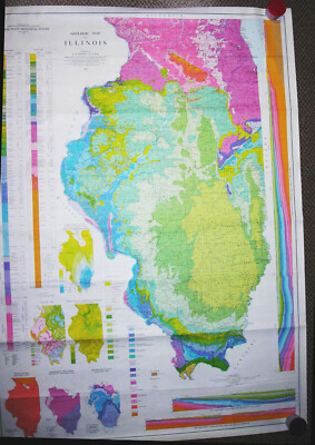 GEOLOGIC MAP OF Illinois - State Geological Map - 1:500,000 - 41" x 57 ...