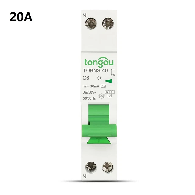 FINGER SAFE TERMINAL Type A Curve B RCBO 6KA 18mm 30mA 1P+N Circuit ...