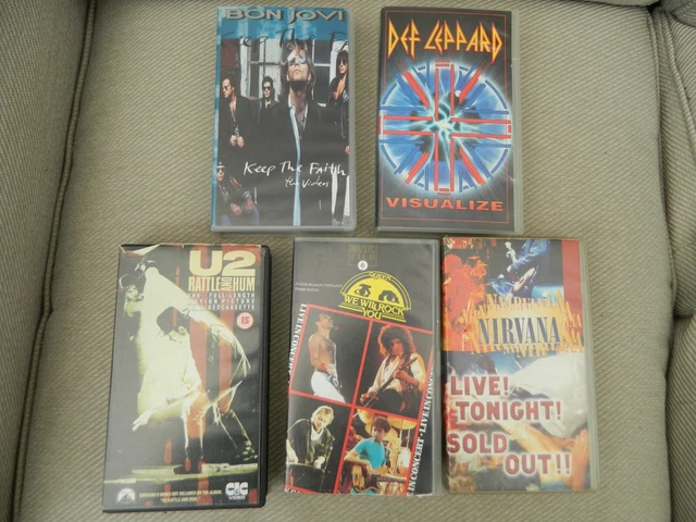 5 ROCK MUSIC VHS Video Tapes - U2, Def Leppard, Queen, Bon Jovi ...