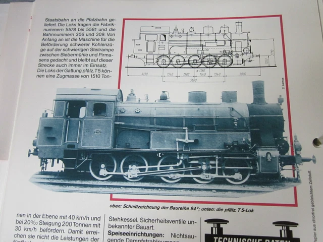 DAMPFLOK MIT RISSZEICHNUNG G36/III pfälz. T5 Pfalzbahn bay. Staatsbahn BR 94.0 EUR 4,31 ...