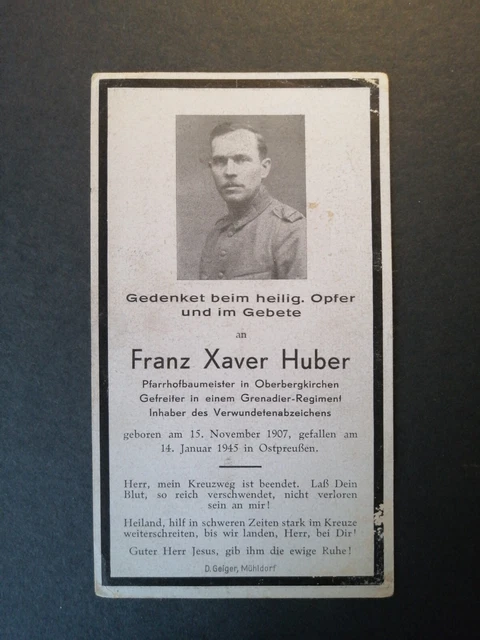 WW2 GERMAN DEATH Card Grenadier KIA East Prussia 1945. Original. £7.00 ...