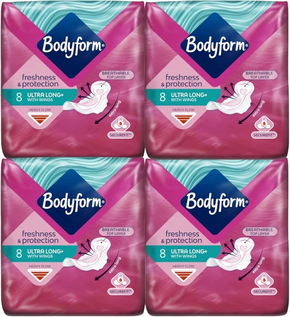BODYFORM - ULTRALONG+ Wings pm1.49 8's - Pack of 4 £10.47 - PicClick UK