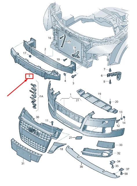 AUDI TT 8J Front Bumper Crash Bar Support Foam 8J0807694C NEW GENUINE £ ...