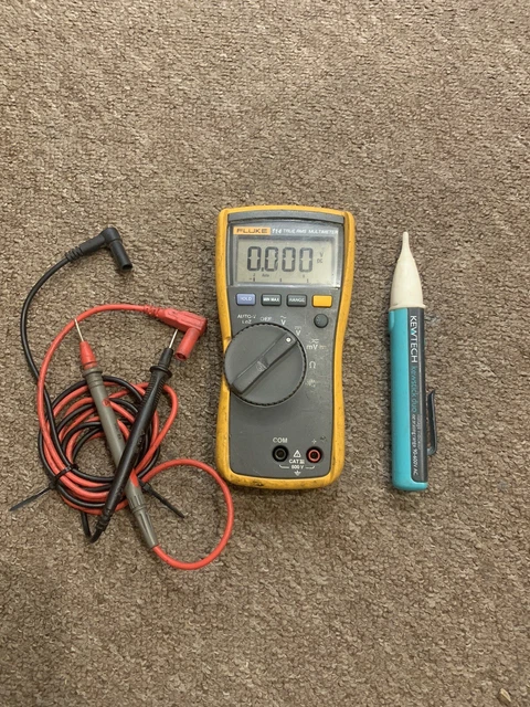 FLUKE 114 DIGITAL Multimeter & Kewtech Voltage Stick Tester Used Set ...