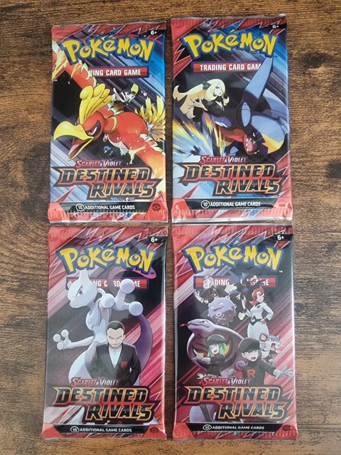 4X POKÉMON TCG Destined Rivals Booster Packs Art Set Sealed In Hand ready 2 ship £27.95 ...