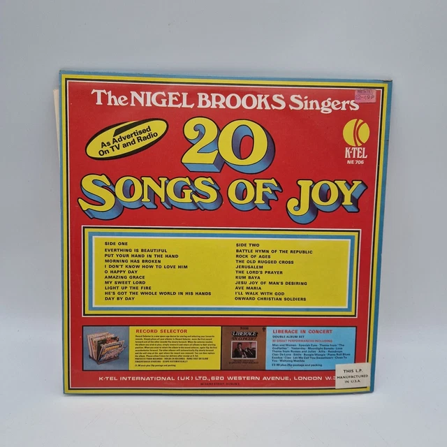 THE NIGEL BROOKS Singers 20 Songs of Joy inc Day By Day + NE 706 LP £5. ...