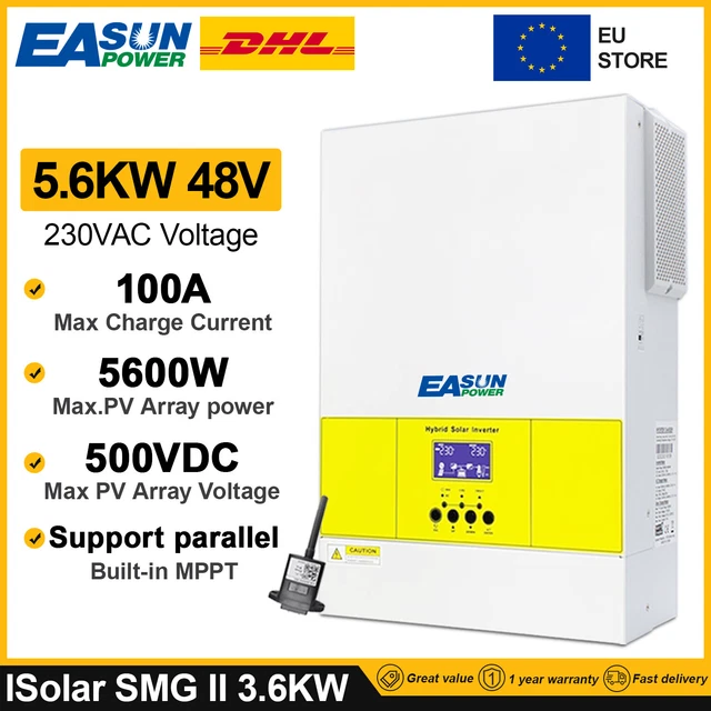 Easun 5600w 48v Hybrid Solar Inverter 500vdc 230vac Off Grid Mppt 100a