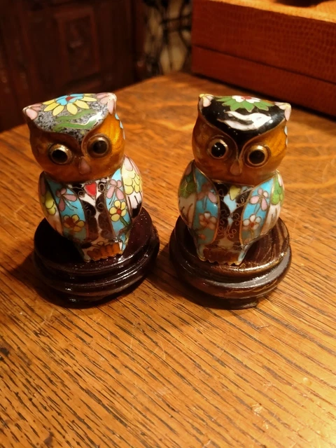 LOT DE 2 chouettes anciennes en emaux cloisonnés EUR 20,00 - PicClick FR