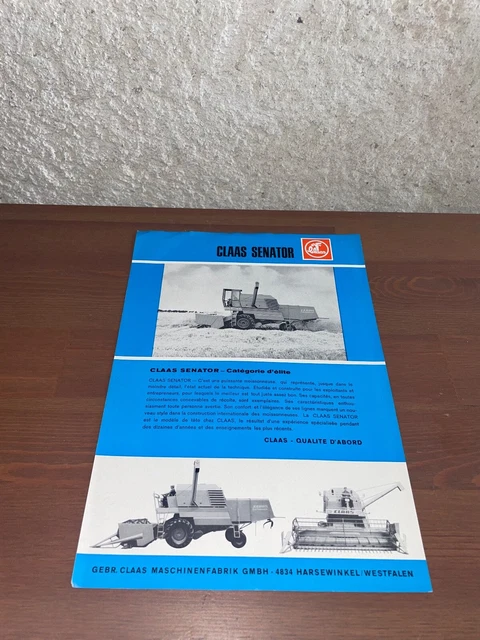 BROCHURE PROSPEKT PROSPECTUS MOISSONNEUSE BATTEUSE CLAAS SENATOR tracteur-someca EUR 6,99 ...