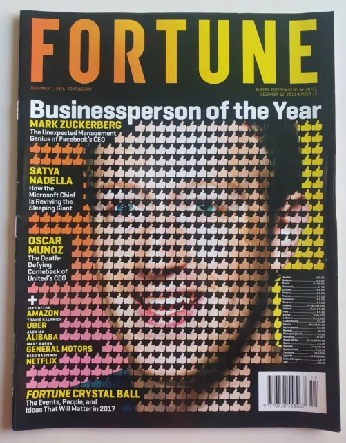 MAGAZINE FORTUNE MARK ZUCKERBERG BUSINESSPERSON OF YEAR- December ... MAGAZINE FORTUNE MARK ZUCKERBERG BUSINESSPERSON OF YEAR- December ...