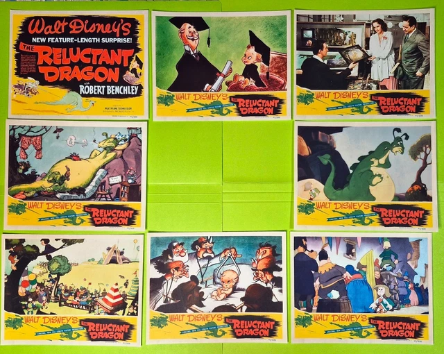 WALT DISNEY THE RELUCTANT DRAGON 🎬8 Repro Animation Art 1941 LOBBY ...